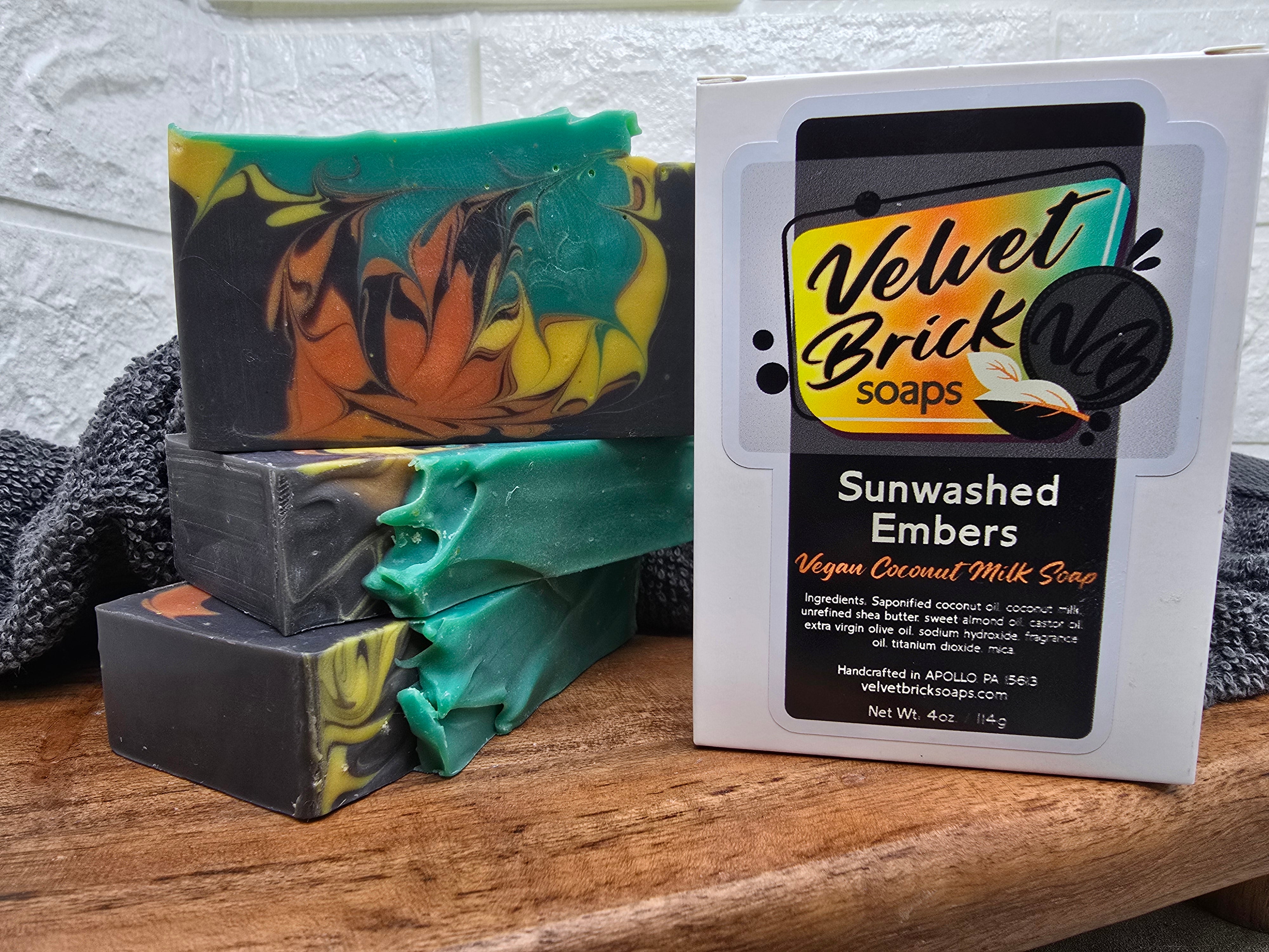 Sunwashed Embers 4oz. Coconut Milk Soap – Velvet Brick Soaps